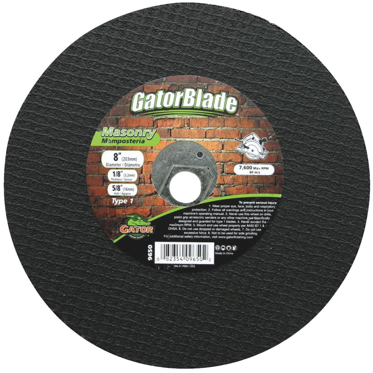 Gator Blade Type 1 8 In. x 5/8 In. x 1/8 In. Masonry Cut-Off Wheel ...